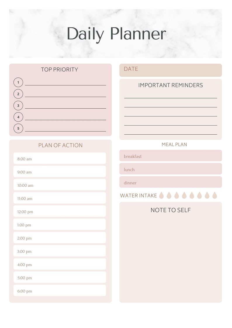 Daily Planner, Day Planner Printable, Todays Plan, DIGITAL DOWNLOAD. - Etsy