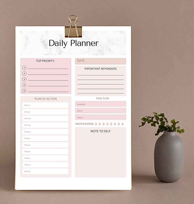 Daily Planner, Day Planner Printable, Todays Plan, DIGITAL DOWNLOAD. - Etsy
