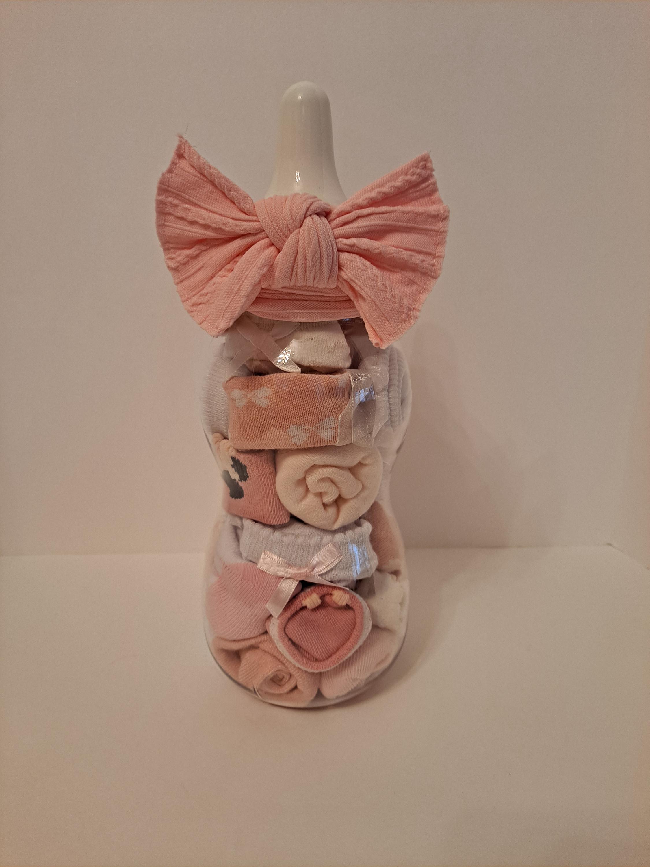 Pink Fancy Sock Filled Baby Bottle Bank - Etsy
