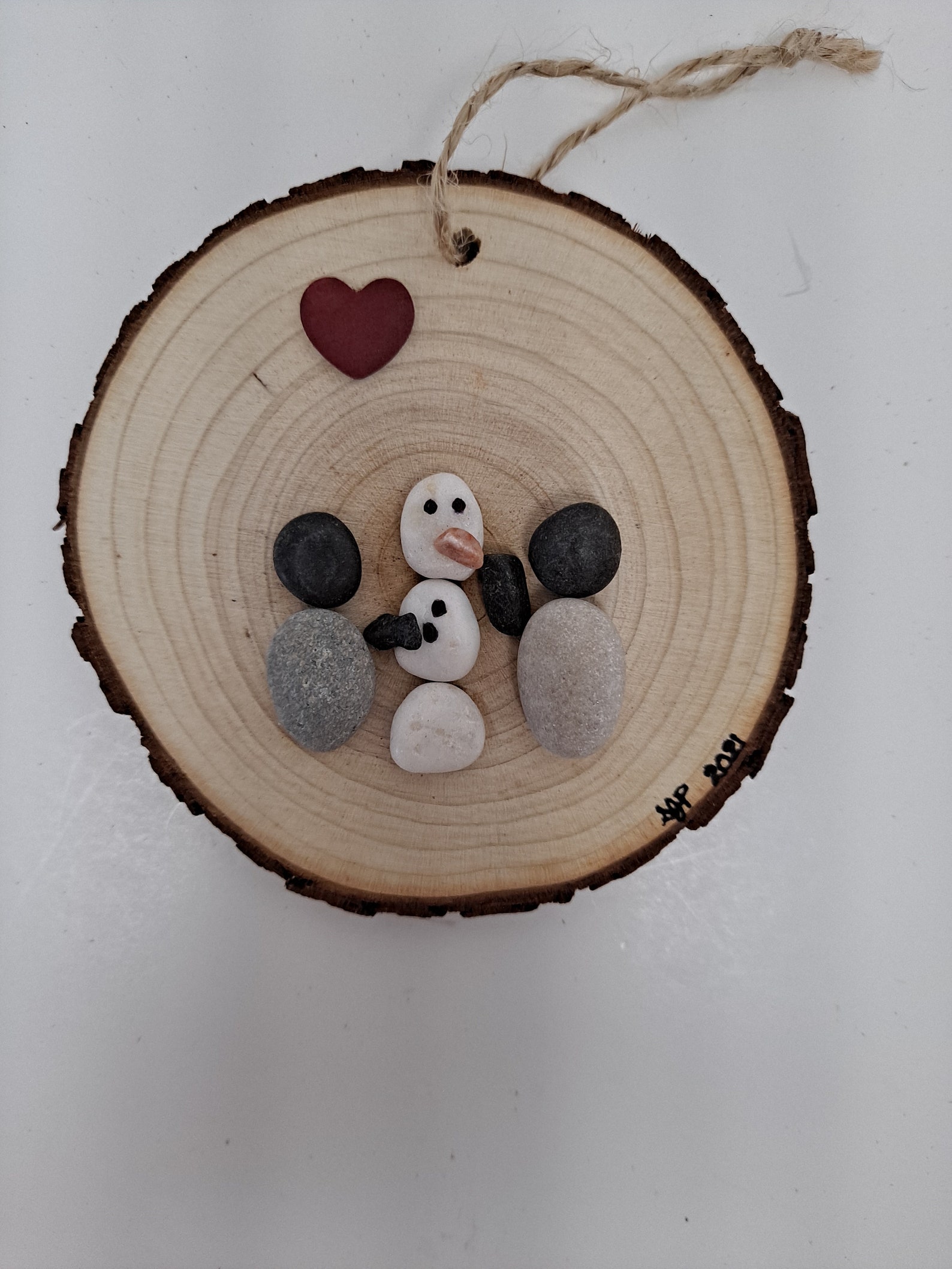Building a Snowman Pebble Art Ornament - Etsy