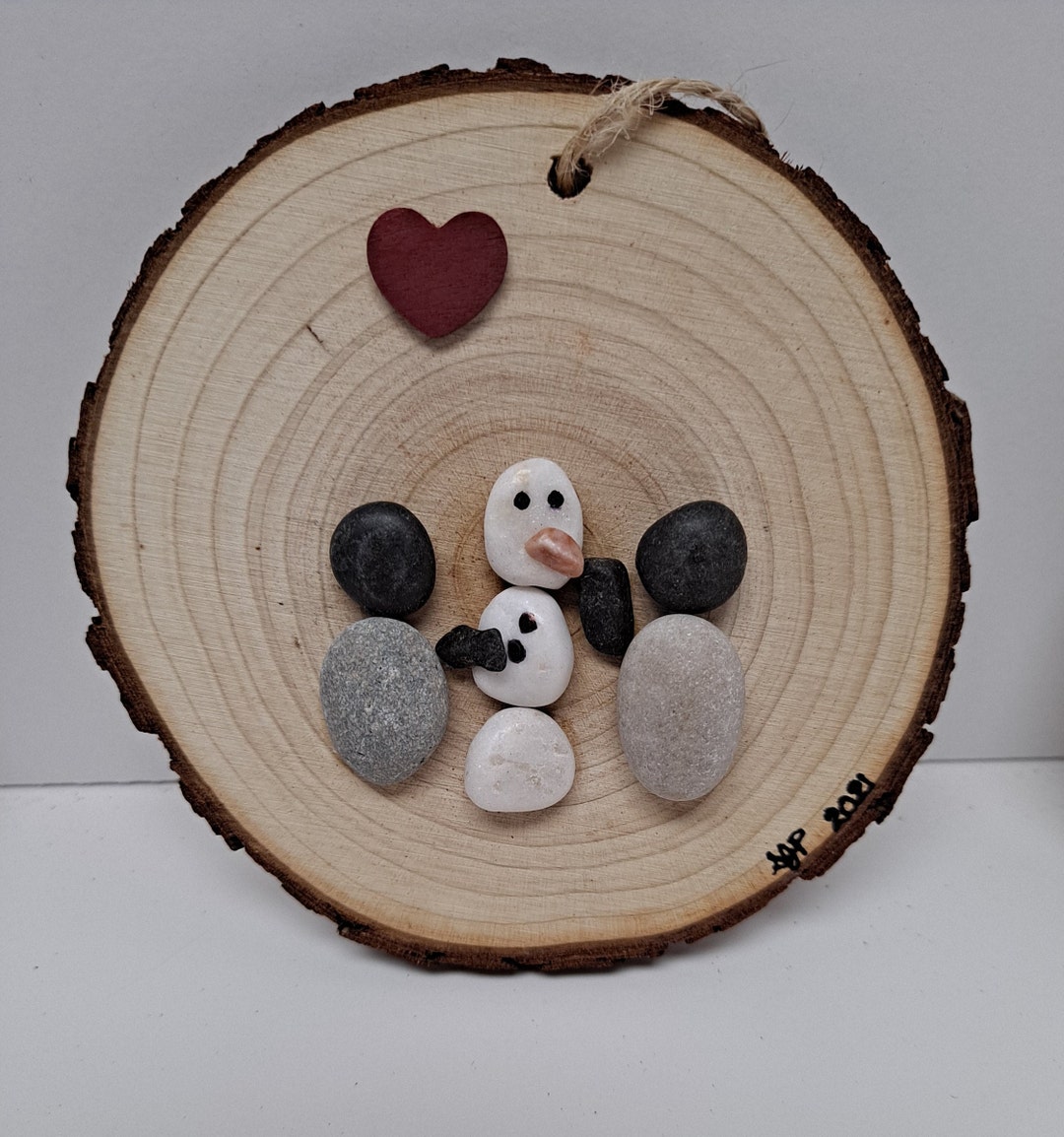 Building a Snowman Pebble Art Ornament - Etsy