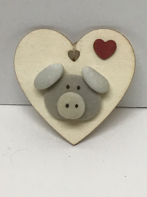 Pig Pebble Art Ornament - Etsy