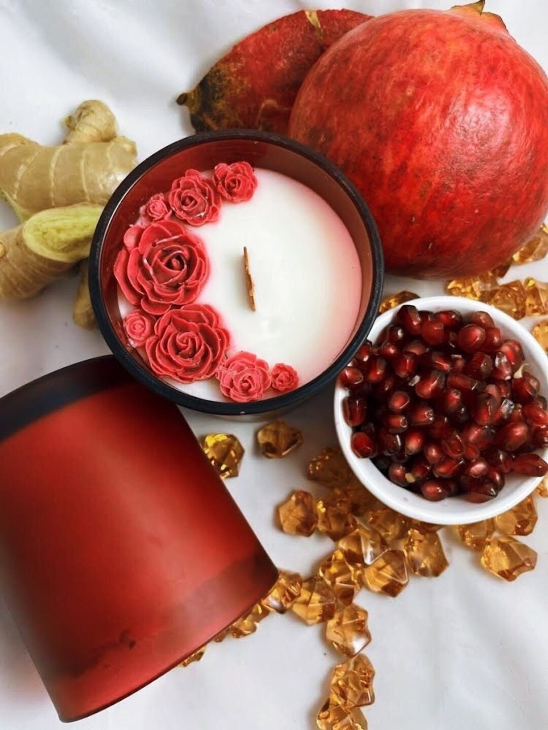 LILITH Crystal Candle Black Obsidian Root Chakra Herbal Healing Wooden ...