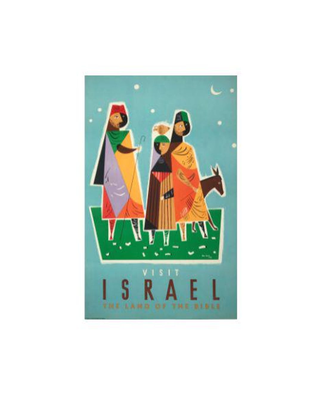 Visit Israel Land of the Bible Original Israel 1953 Travel Poster Linen ...