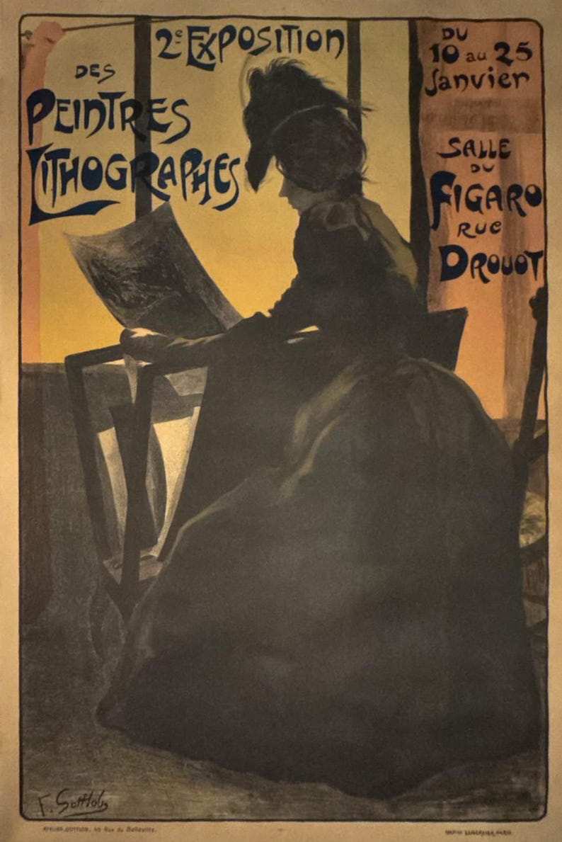 Gottlob Art Nouveau Lithograph Poster: French Exhibition, C. 1898 - Etsy