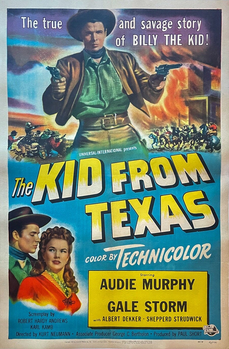 The Kid From Texas Starring Audie Murphy (1950) Original US One Sheet ...