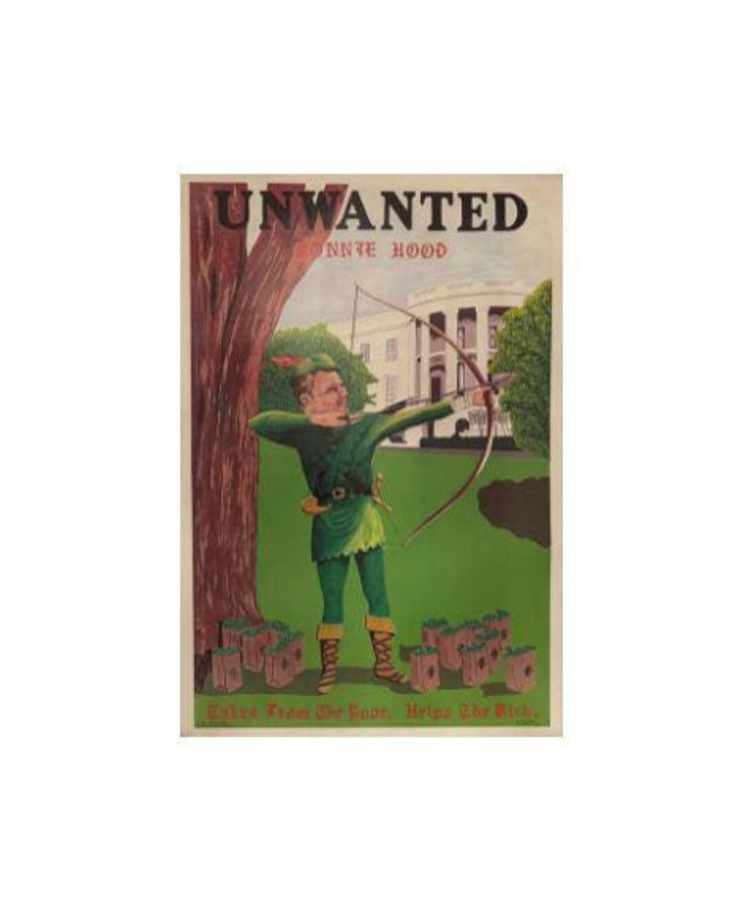 1982 'unwanted Ronnie Hood' Political Poster: Reagan Era Linen Backed ...