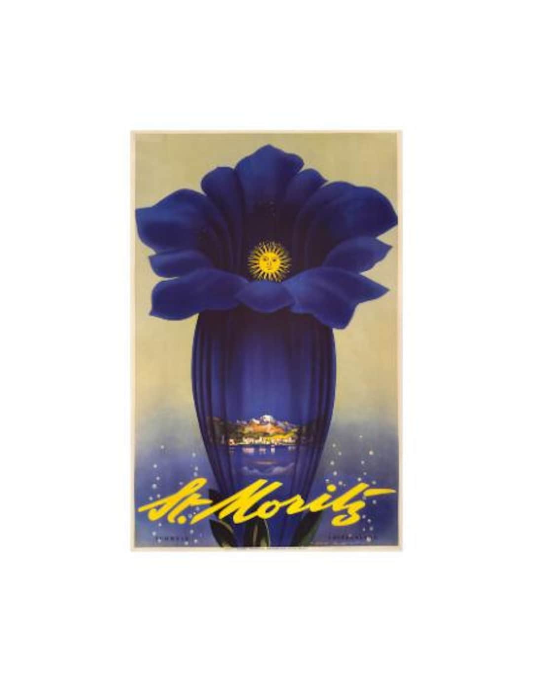 St. Moritz Be Leo Keck, Original Vintage 1950s Swiss Travel Poster ...