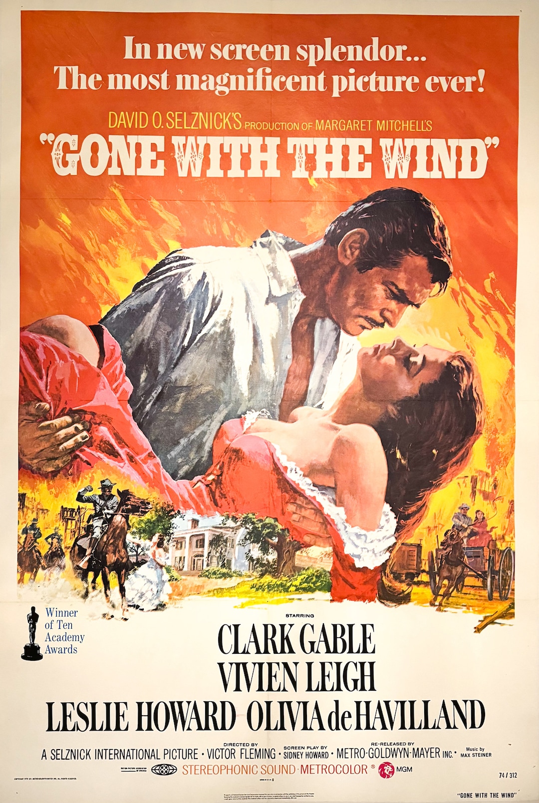Gone With the Wind Movie Poster: 1974 Re-release, Howard Terpning ...