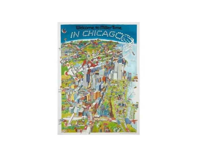 Welcome to Miller Time in Chicago 1982 Original Vintage Poster Linen ...