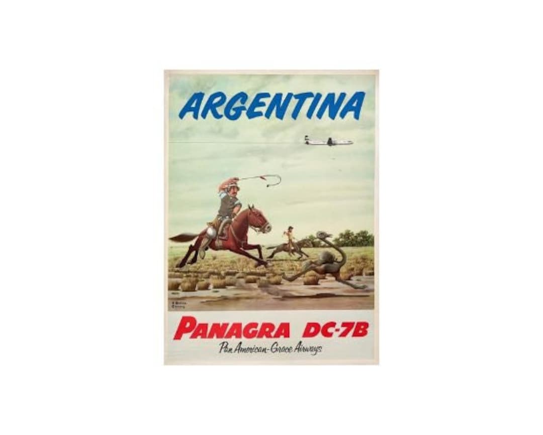Argentina Panagra (pan Am/grace Airlines) DC-7B Original Vintage Poster ...