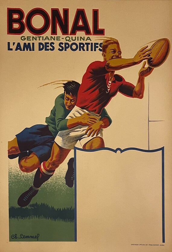 Bonal Aperitif-rugby-original C. 1930 French Stone - Etsy
