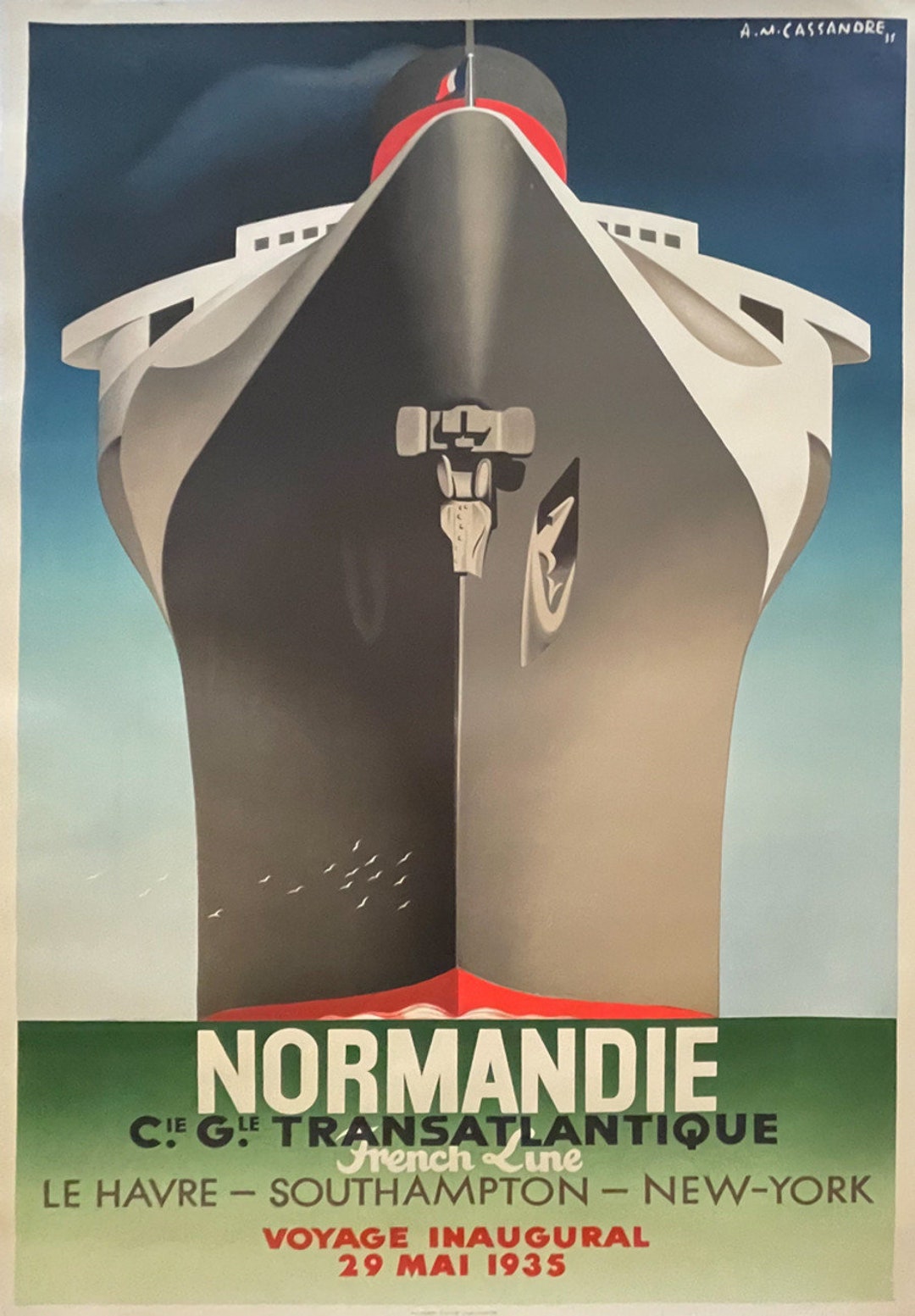 Normandie by A.M. Cassandre Original French Art-deco Travel Poster ...