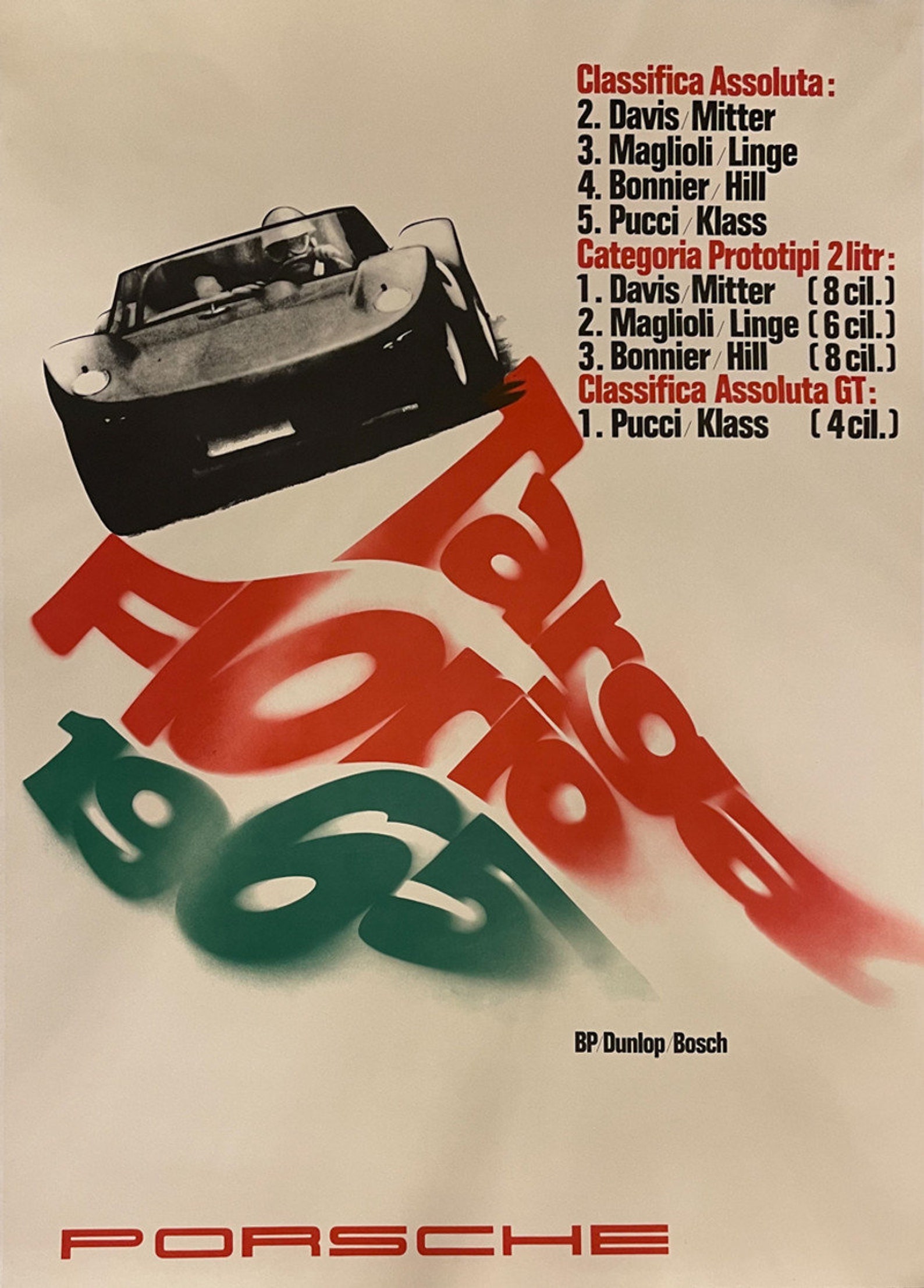 Original 1965 Porsche Racing Poster (targa Florio Mounted on Archival ...