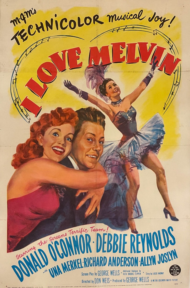 I Love Melvin (1953) Vintage Movie Poster: Debbie Reynolds, Linen ...