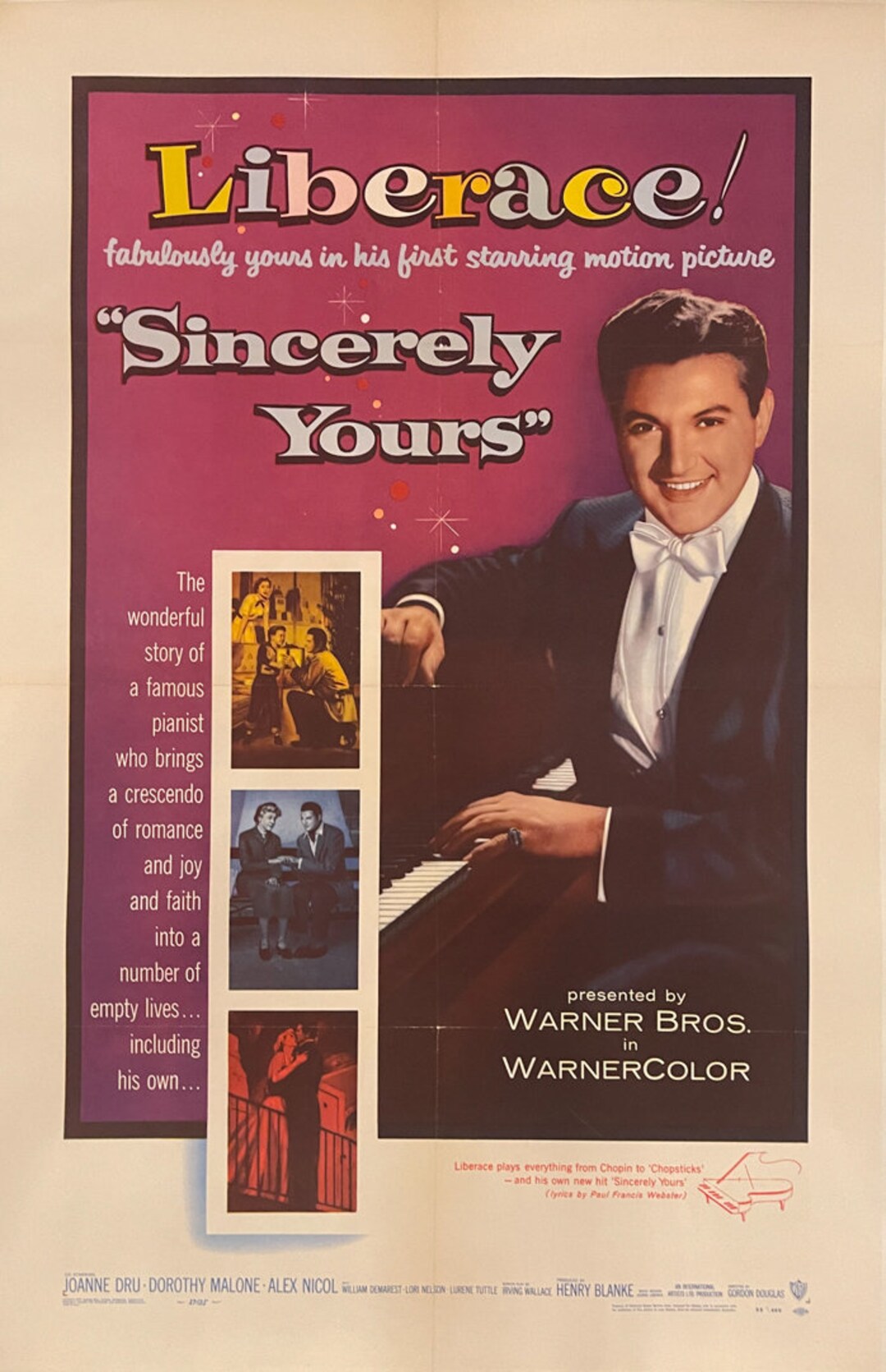 Liberace! Sincerely Yours (1955) Original US One Sheet Movie Poster ...