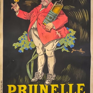 Prunelle Du Velay Antique French Poster for Liquour Linen Backed (not a ...