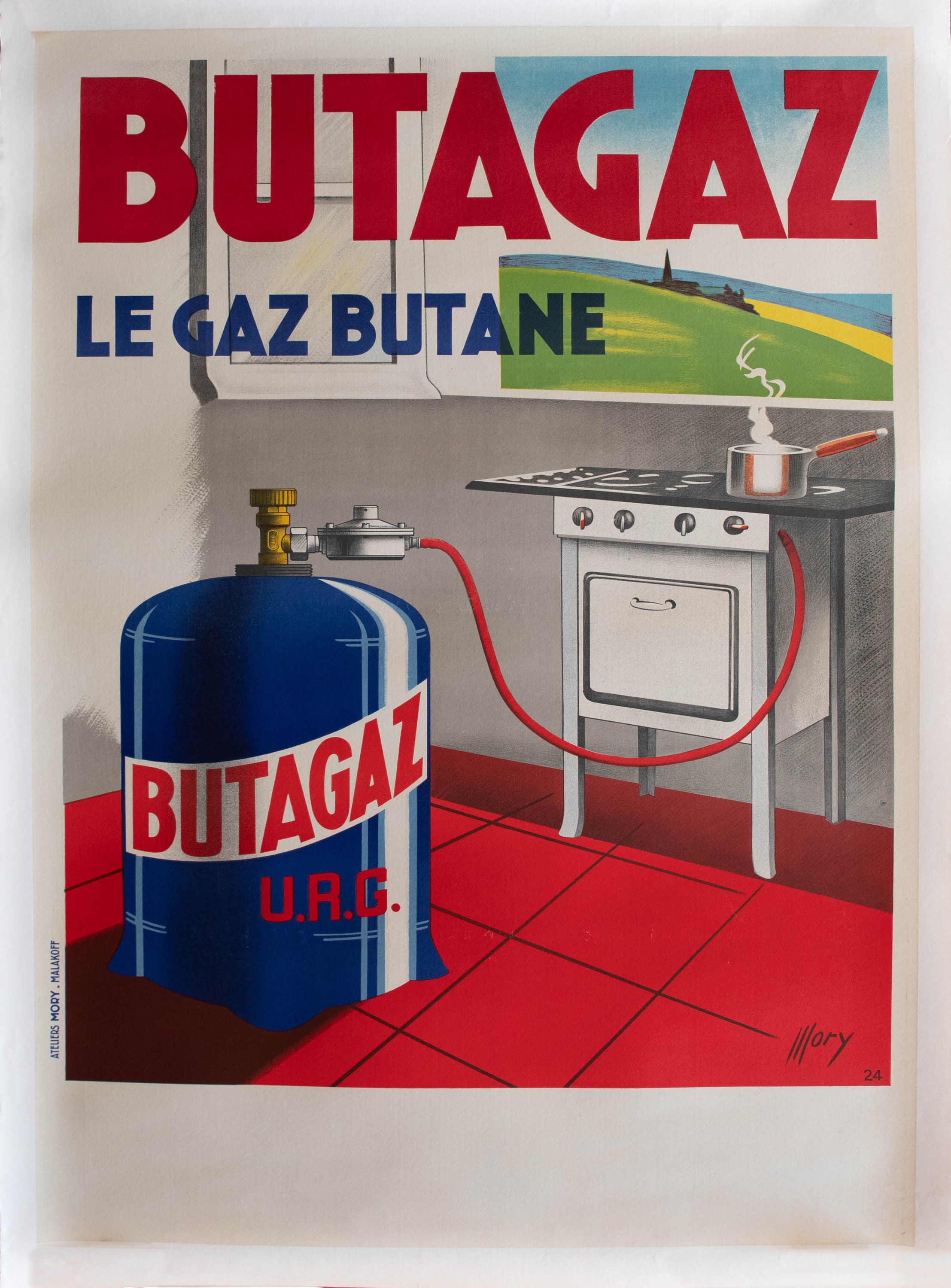 Butagaz (butane) - Original 1924 French Stone Lithograph Poster-linen ...