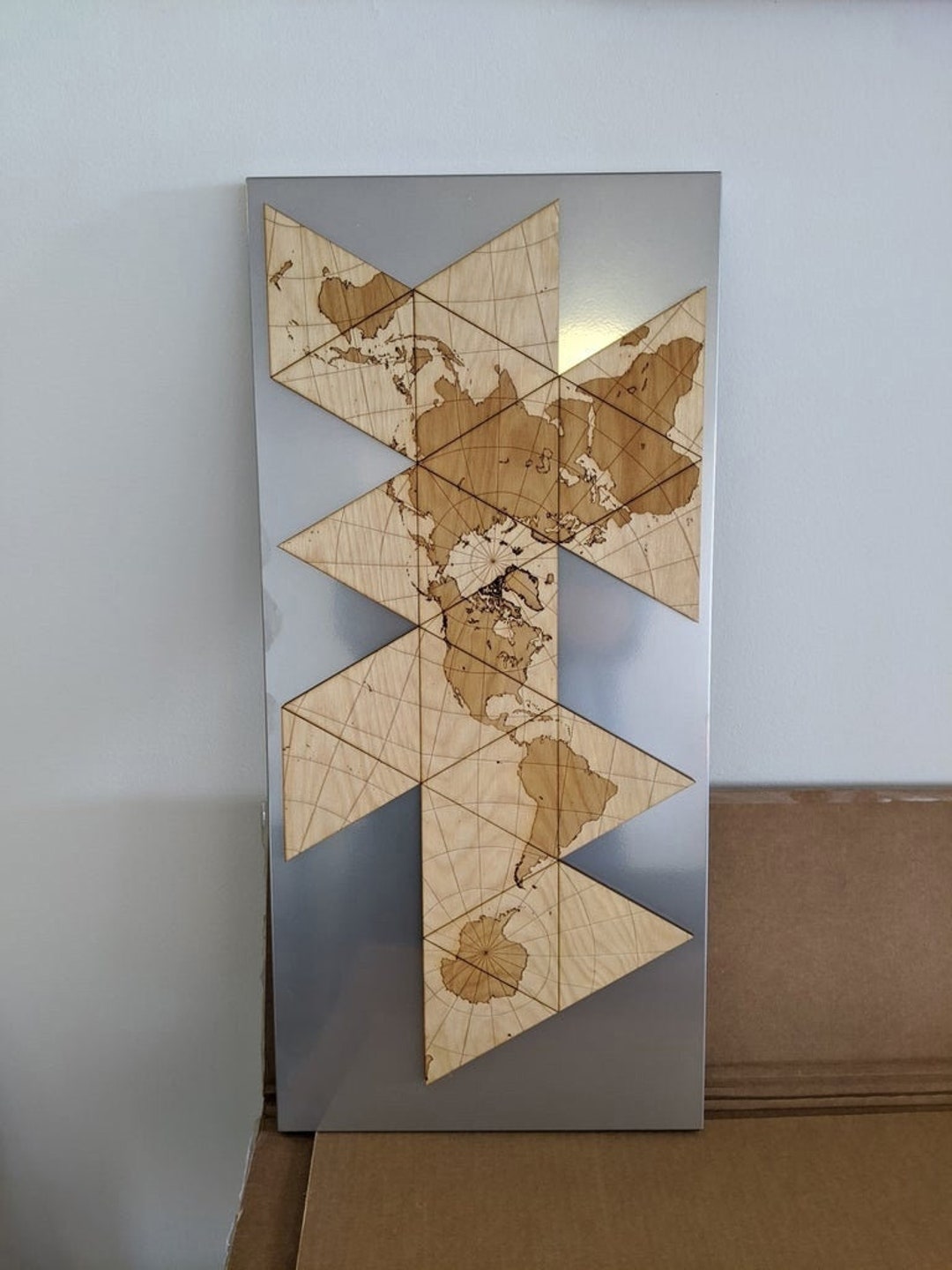 Lasercut Triangle World Map Wooden Wall Decoration Vector Art SVG DXF ...