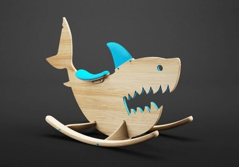 Lasercut Rocker Wooden Shark Toy Plan for Kids Cnc Router Cut 13 Mm ...