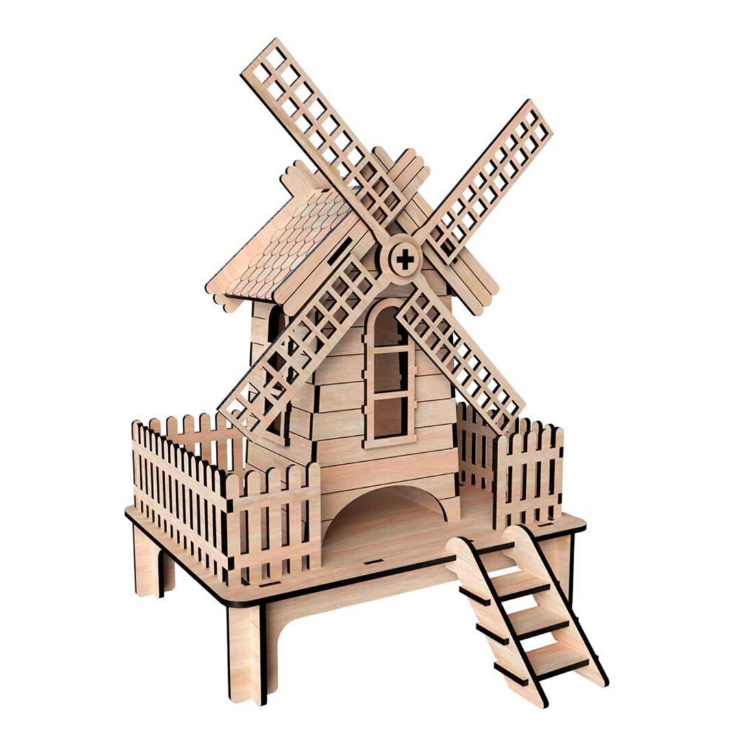 Lasercut Tea House Windmill Model Wooden Kitchen Craft Model 3 Mm Plan ...