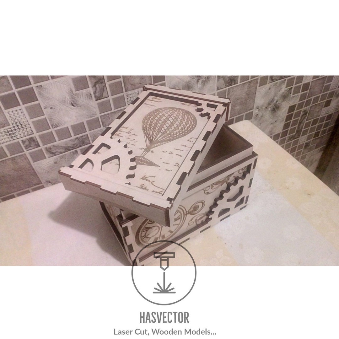 Lasercut Storage Box Model Decorative Balloon and Mechanic Engraving ...