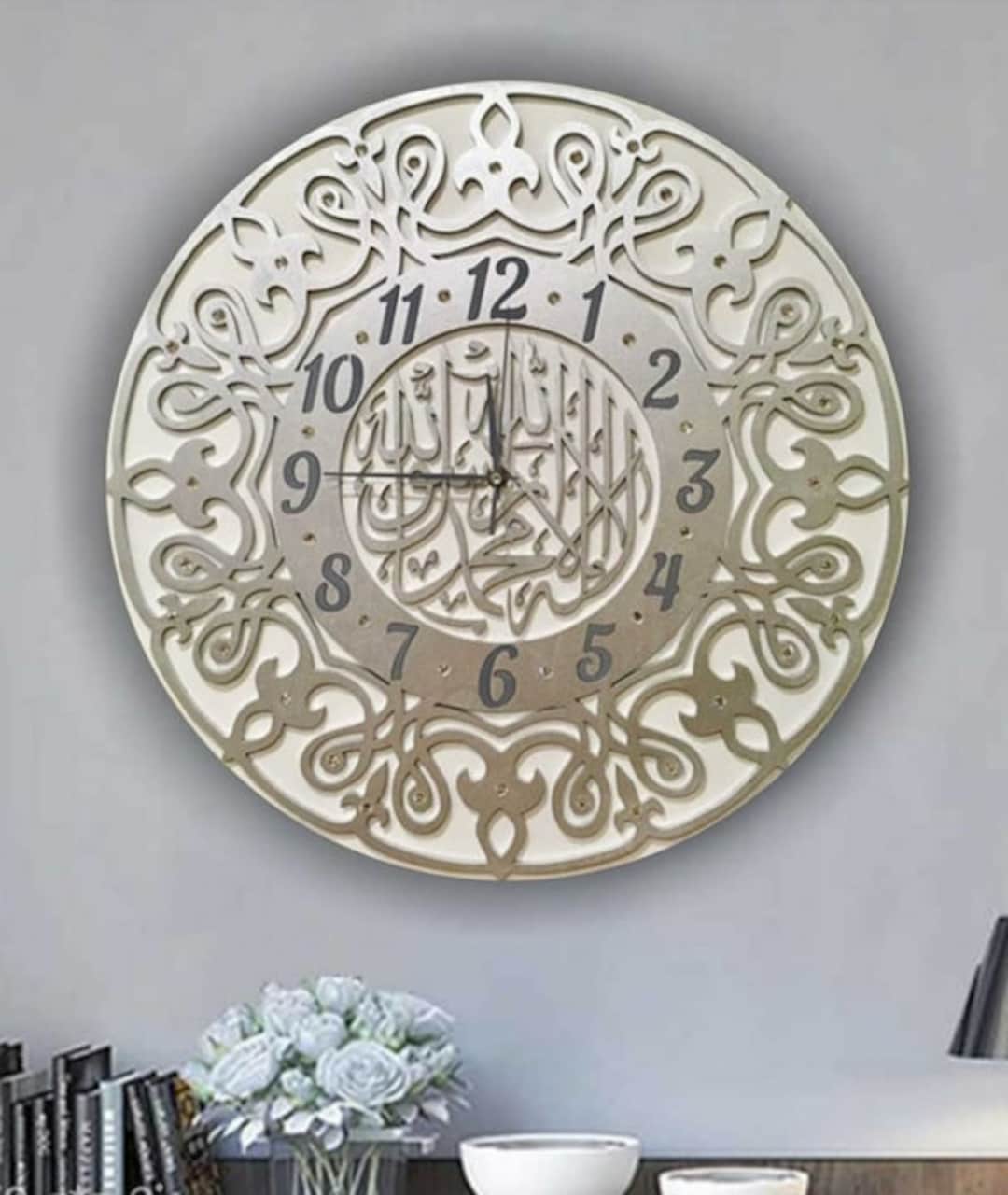 Laser Cut Islamic Wall Clock SVG DXF File - Etsy