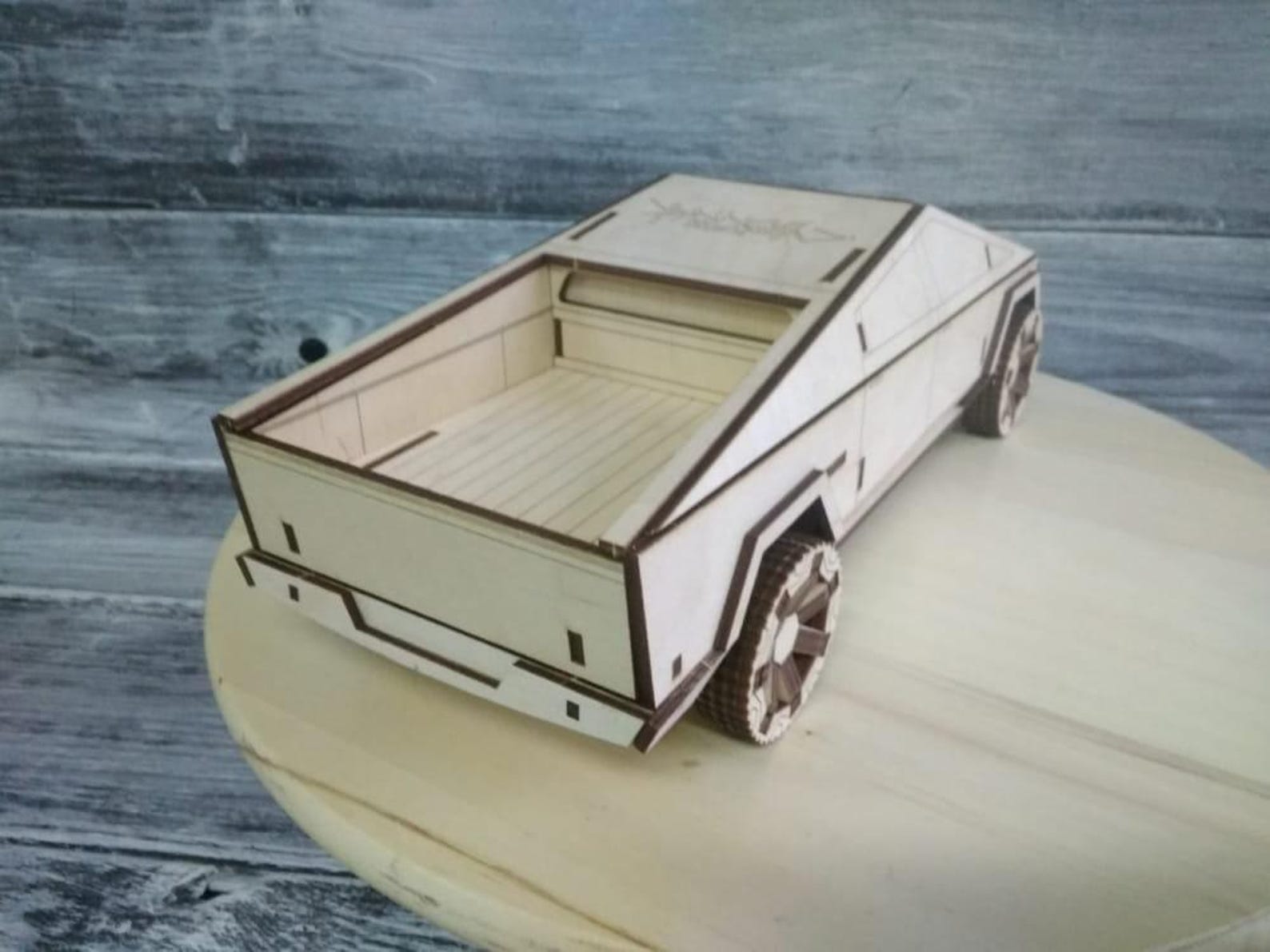 Tesla Cybertruck Wooden Car Model SVG, 3D Puzzle Laser Cut File for 3mm ...