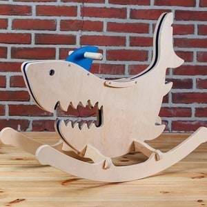 Lasercut Rocker Wooden Shark Toy Plan for Kids Cnc Router Cut 13 Mm ...