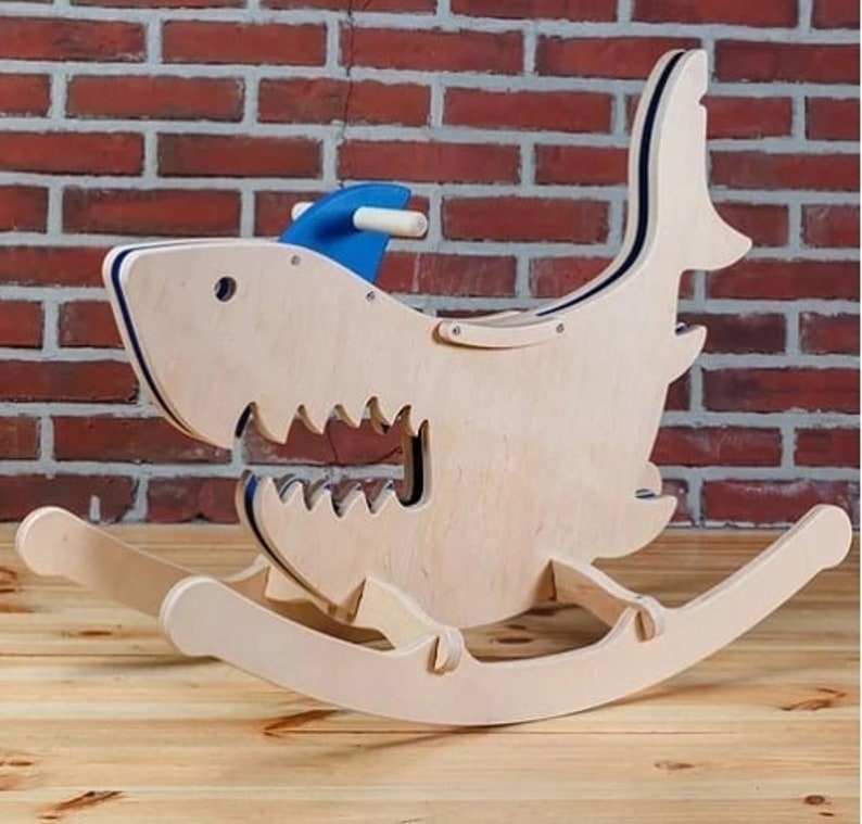 Lasercut Rocker Wooden Shark Toy Plan for Kids Cnc Router Cut 13 Mm ...