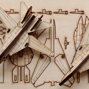 Lasercut Plane Jet Model Wooden 3D Puzzle Toy 3 Mm Plan Vector SVG DXF ...