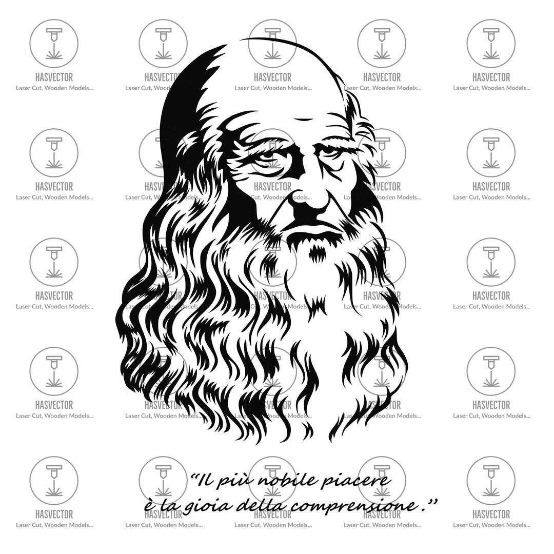Leonardo Da Vinci Vector Art Illustration Design for Engraving ...