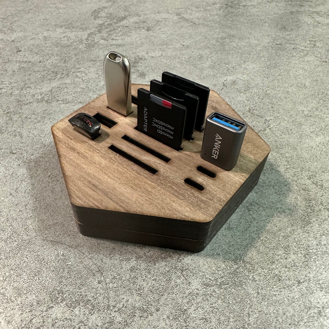 Lasercut Desk Organizer Wooden USB Holder SD Card Holder Model SVG Dxf ...