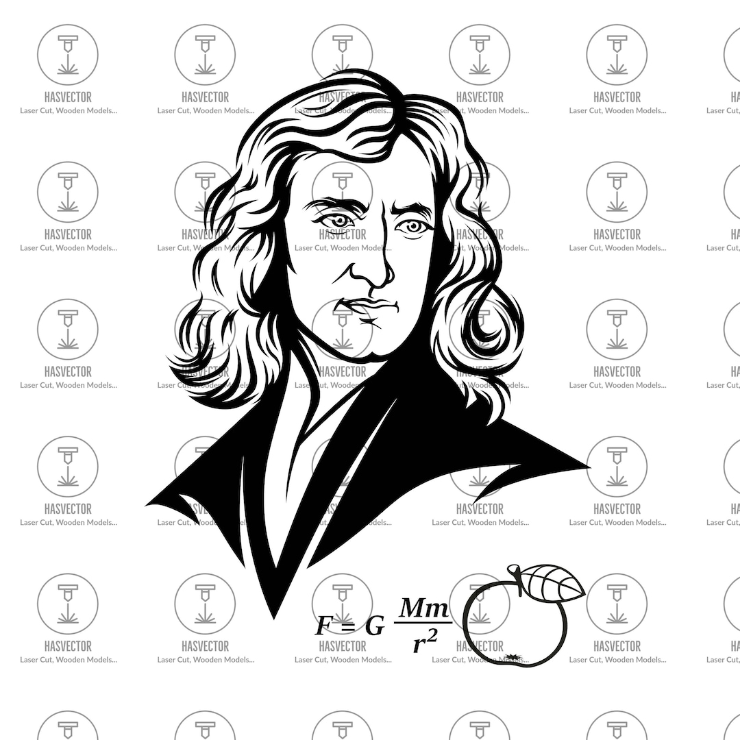 Isaac Newton Vector Art Illustration Design for Engraving, Stickers ...