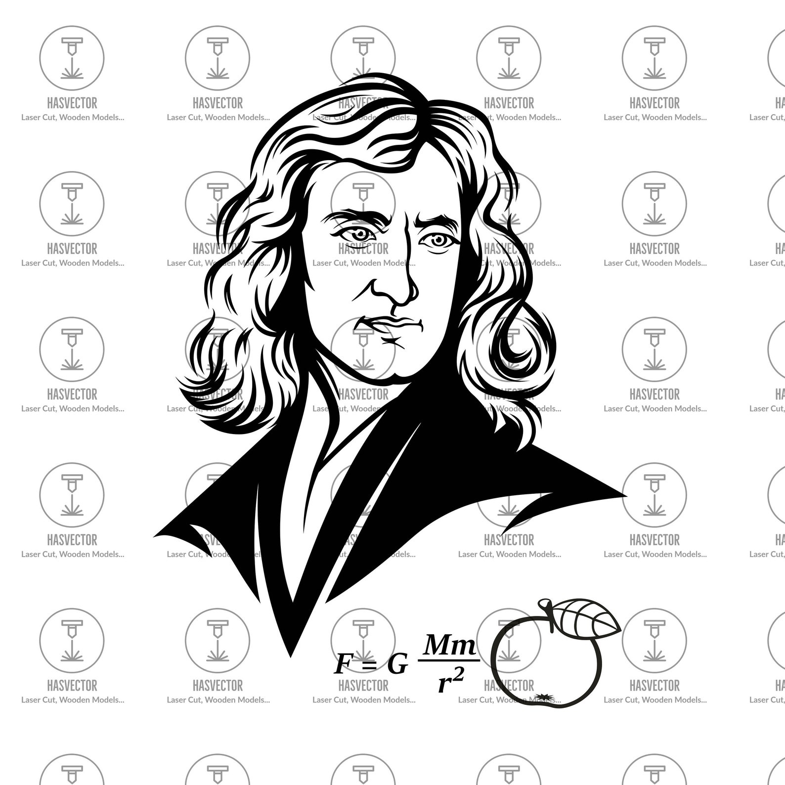 Isaac Newton Vector Art Illustration Design for Engraving, Stickers ...
