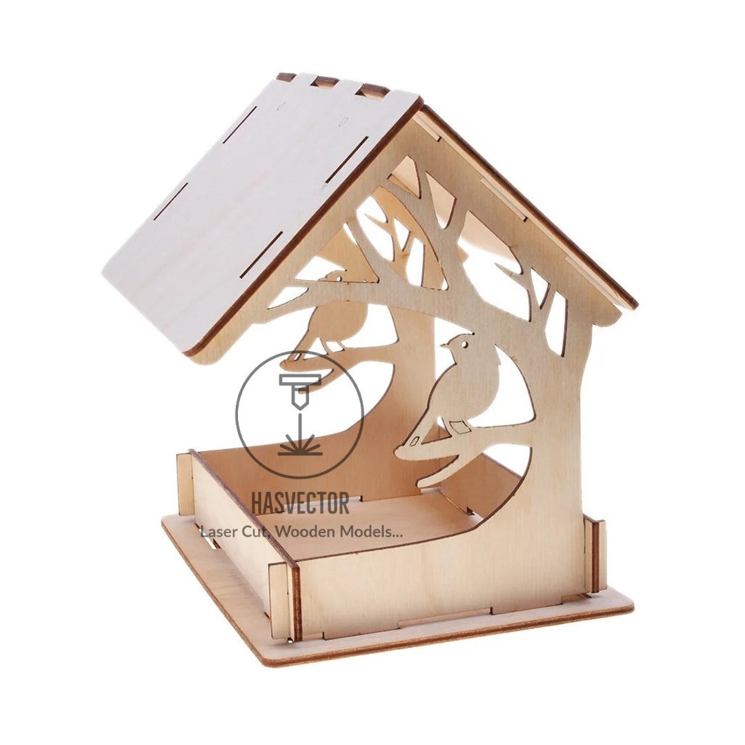 Lasercut Wooden Bird House Model With Bird Pattern Garden Craft Design ...