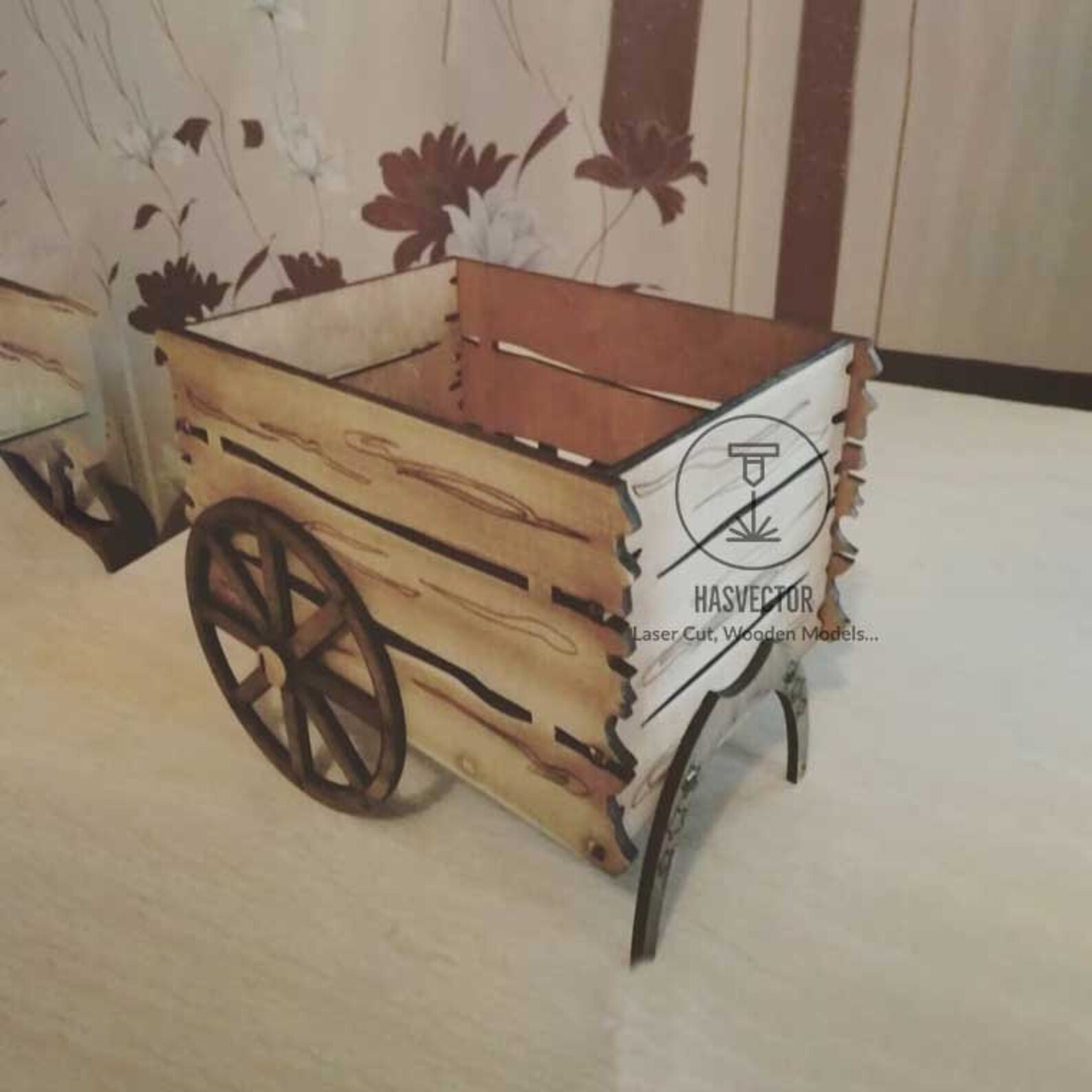 Lasercut Wooden Cart Planter Flower Stand Model Decorative - Etsy