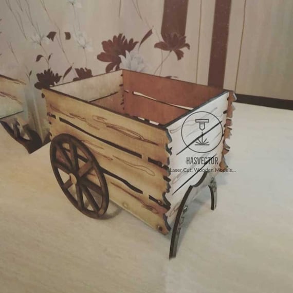 Lasercut Wooden Cart Planter Flower Stand Model Decorative - Etsy