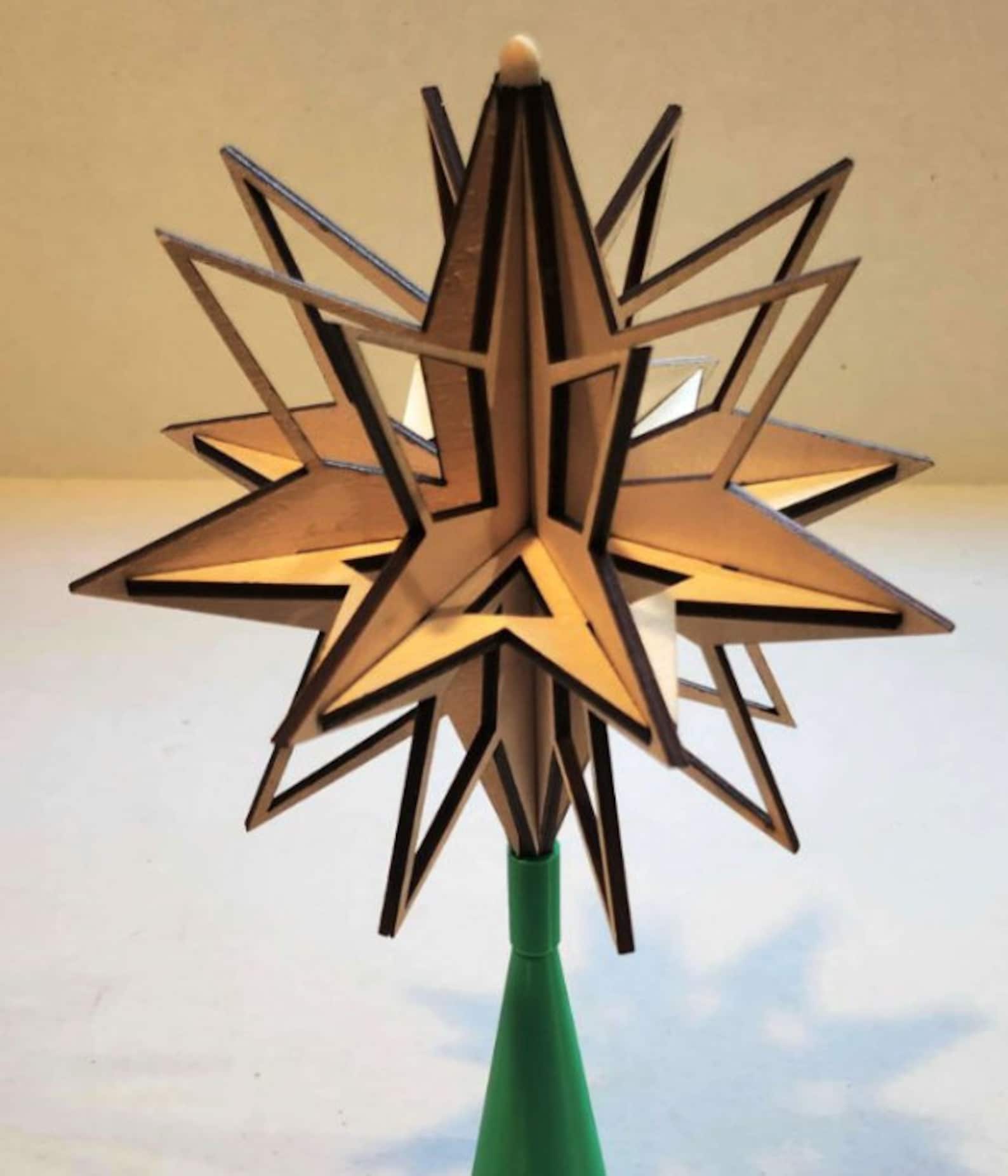 Laser Cut Moravian Star Model 3D Wooden Miniature Design 3.5 Mm Plan ...