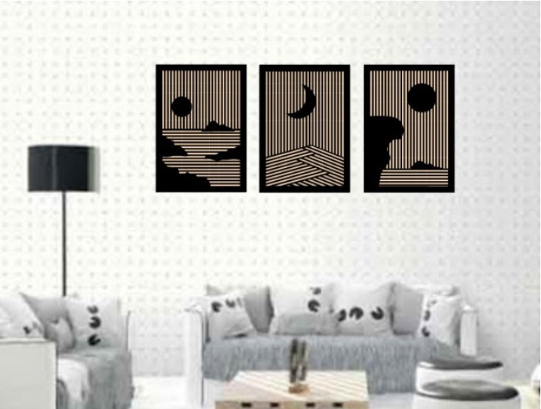 Lasercut Moon, Half Moon Wooden Metal Geometric Modern Wall Decoration ...