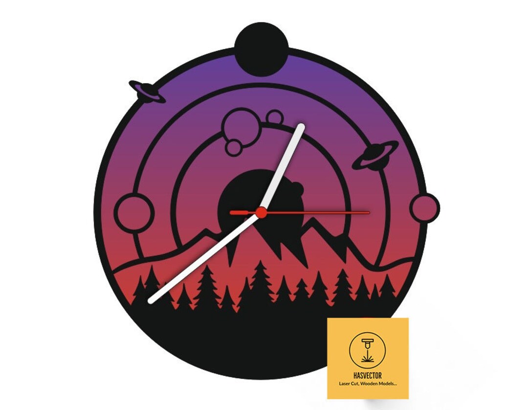 Lasercut Space Planet Wall Clock Design Wooden Metal Model SVG File - Etsy