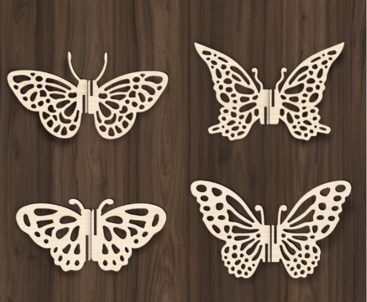 Lasercut Butterfly Model Set (4 Design) 3D Decorative Wooden Toy Plan ...