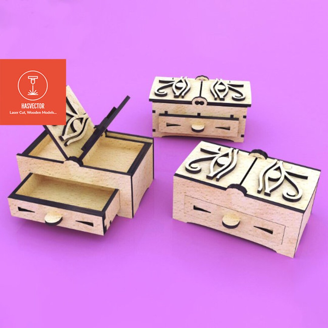 Lasercut Box Design Decorative Wooden Gift Box Model 4 Mm Plan SVG CDR ...