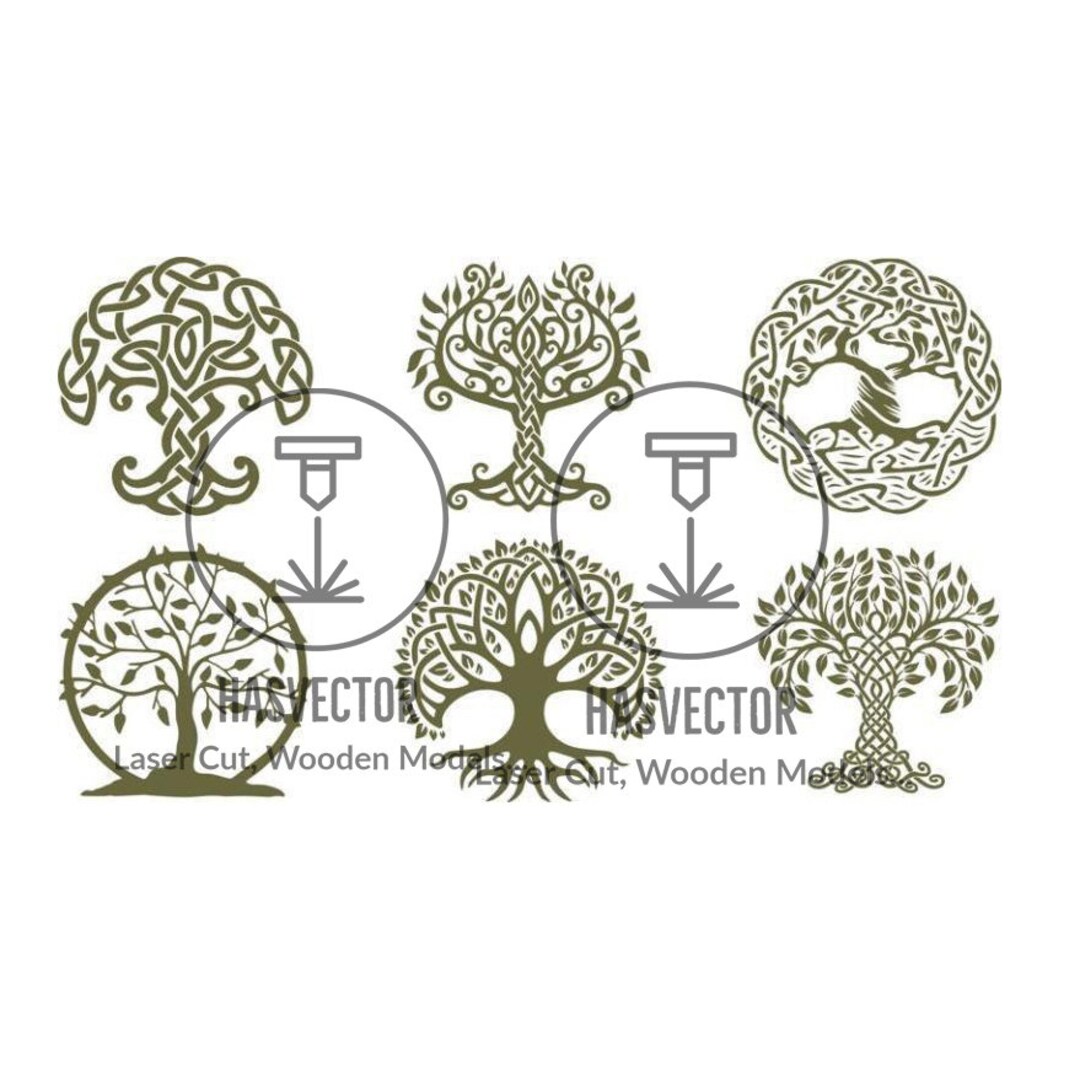 Celtic Tree Vector Art Pack Celtic Trees Illustration Designs for ...