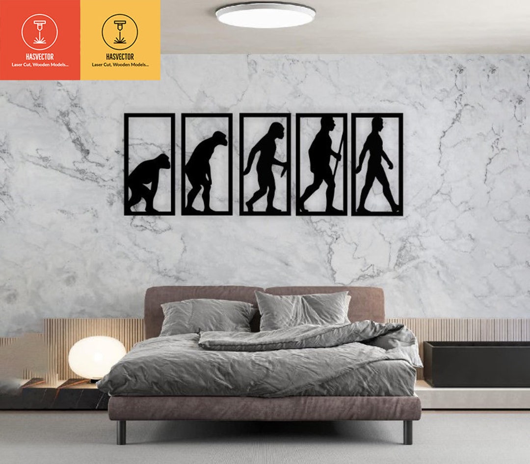 Lasercut Human Evolution Wooden Metal Wall Decoration Vector Art SVG ...