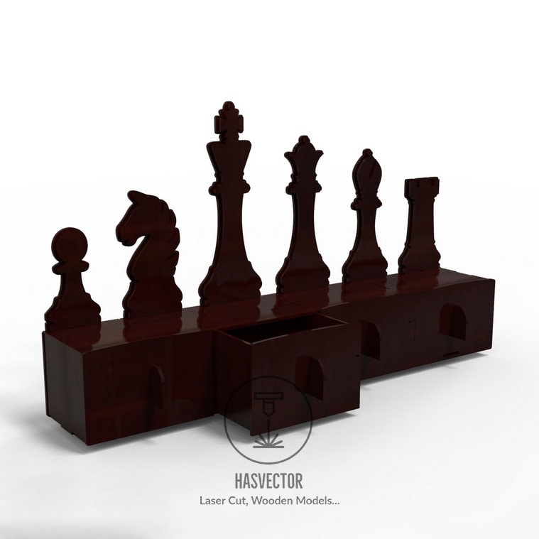 Lasercut Wooden Desk Organizer Chess Pattern Storage Box Drawer Model 4 ...