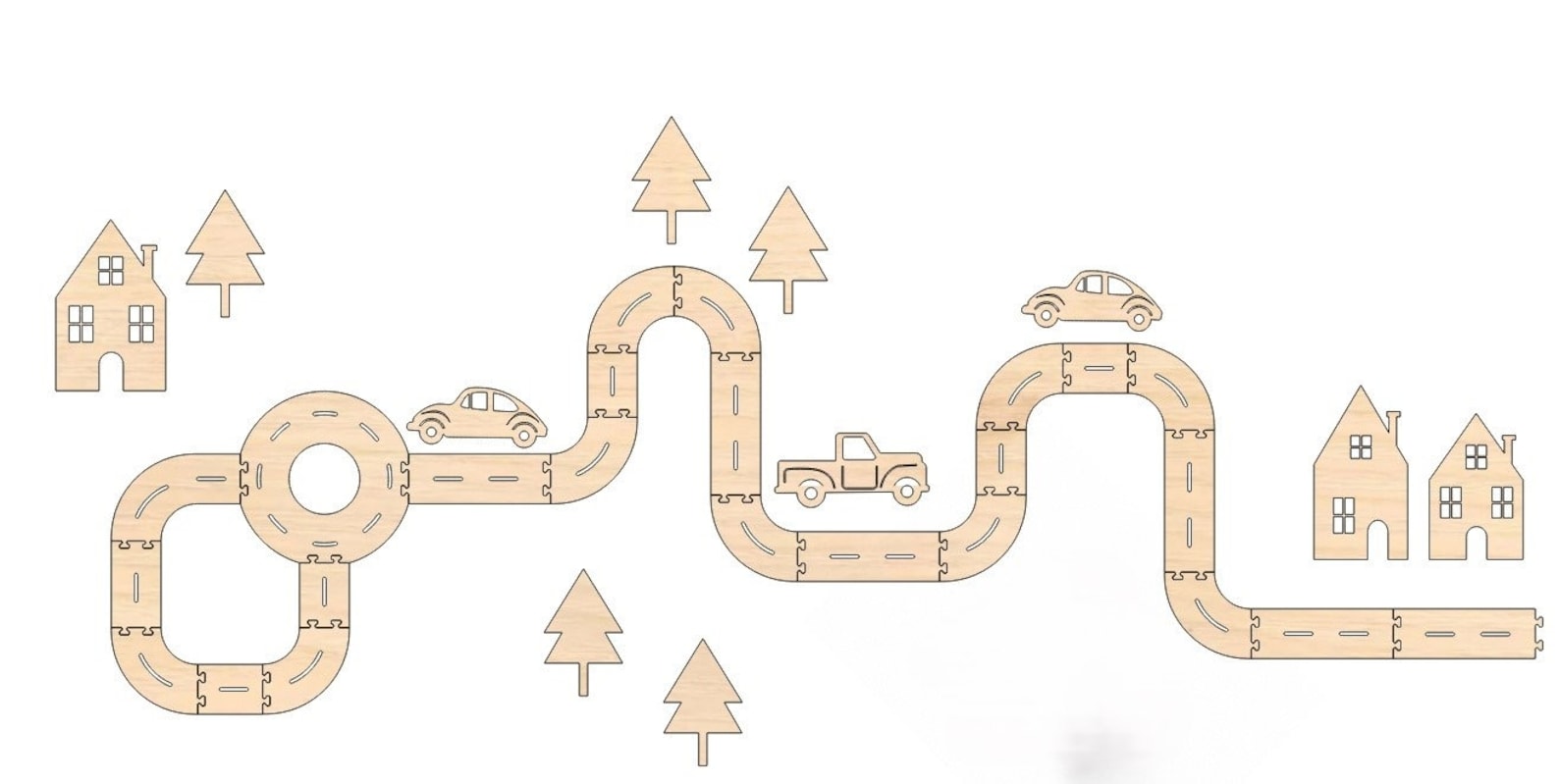 Laser Cut Road Model 3D Plan Wooden Toy Race Track CDR DXF SVG Files ...