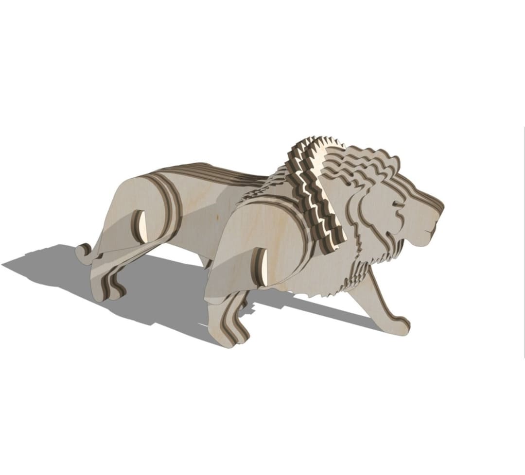 Lasercut Lion Model Layered Lion 3D Decorative Wooden Toy 3 Mm Plan SVG ...