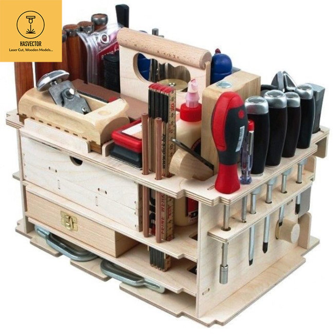 Lasercut Wooden Desk Organizer Tool Organizer Model 5 Mm Plan - Etsy Canada