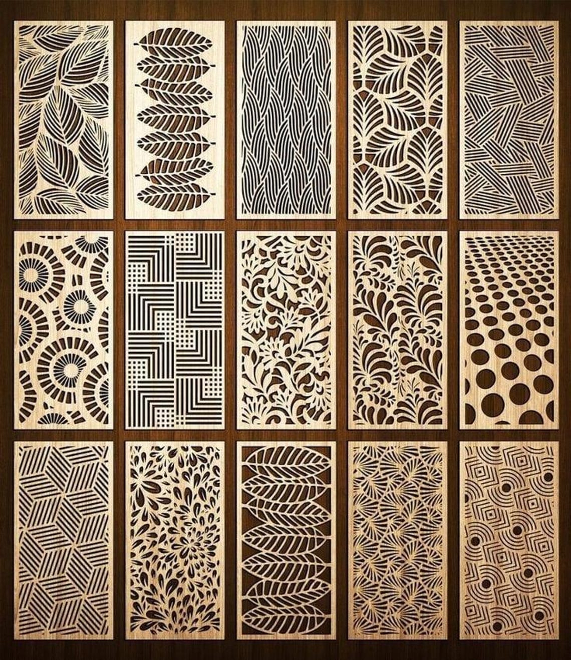 15 Piece Leaf and Geometric Divider Panel Set | Modern Room Separator ...